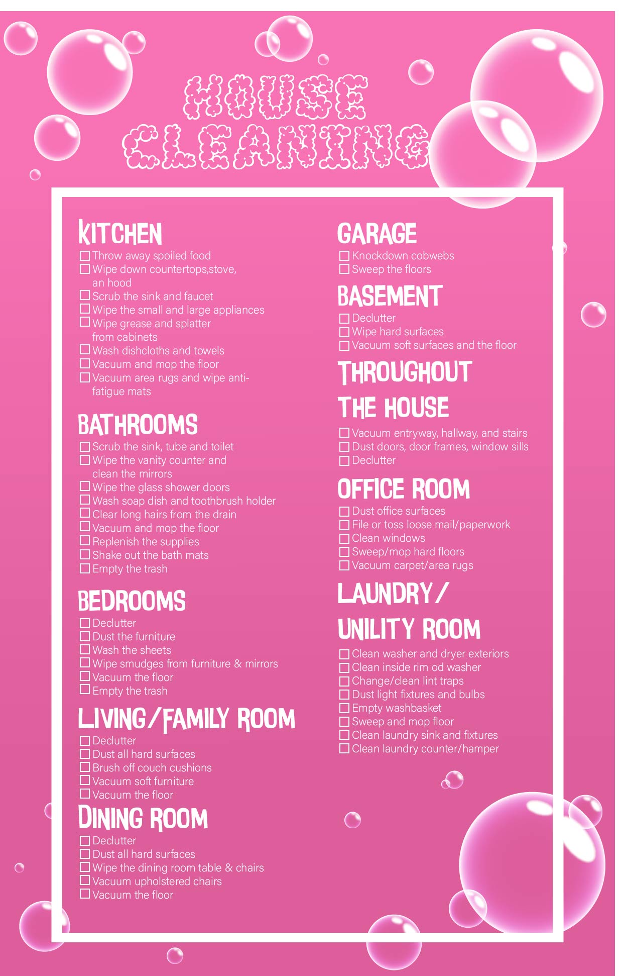 10 Best Printable Room Cleaning Checklist - printablee.com
