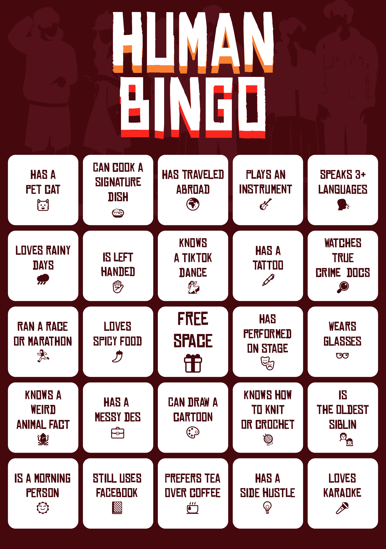 10 Best Printable Human Bingo Templates Images And Photos Finder