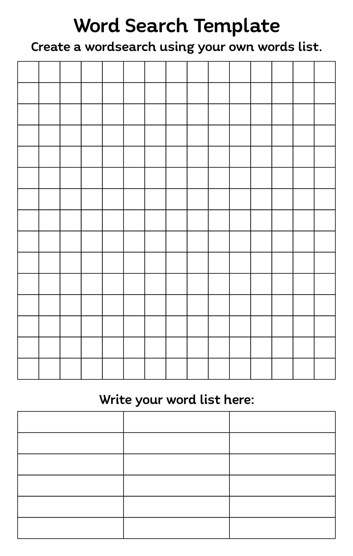 Make Your Own Word Search Sheet Crossword Puzzles Printable