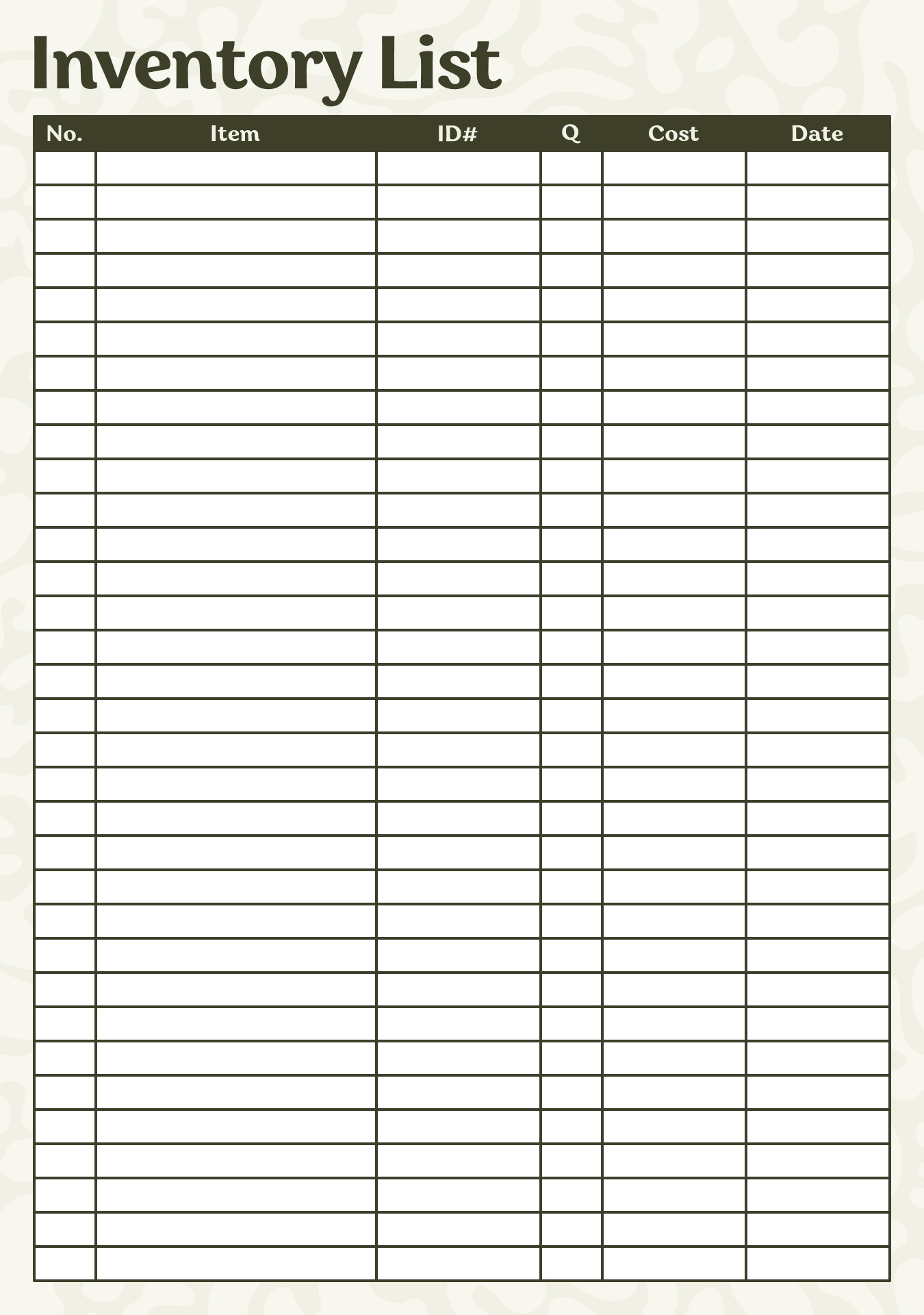 12 Simple Inventory Sheet Template Doctemplates Riset
