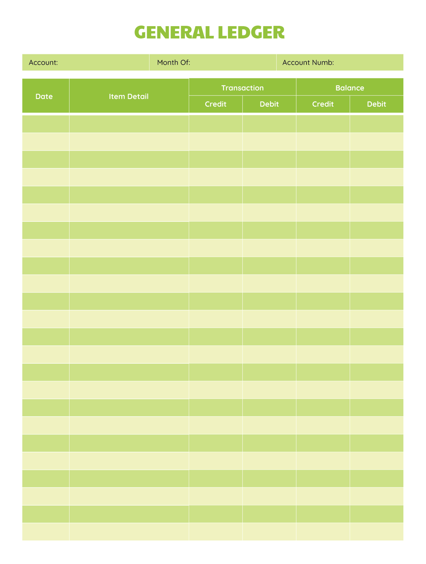 Free Printable Ledger Template
