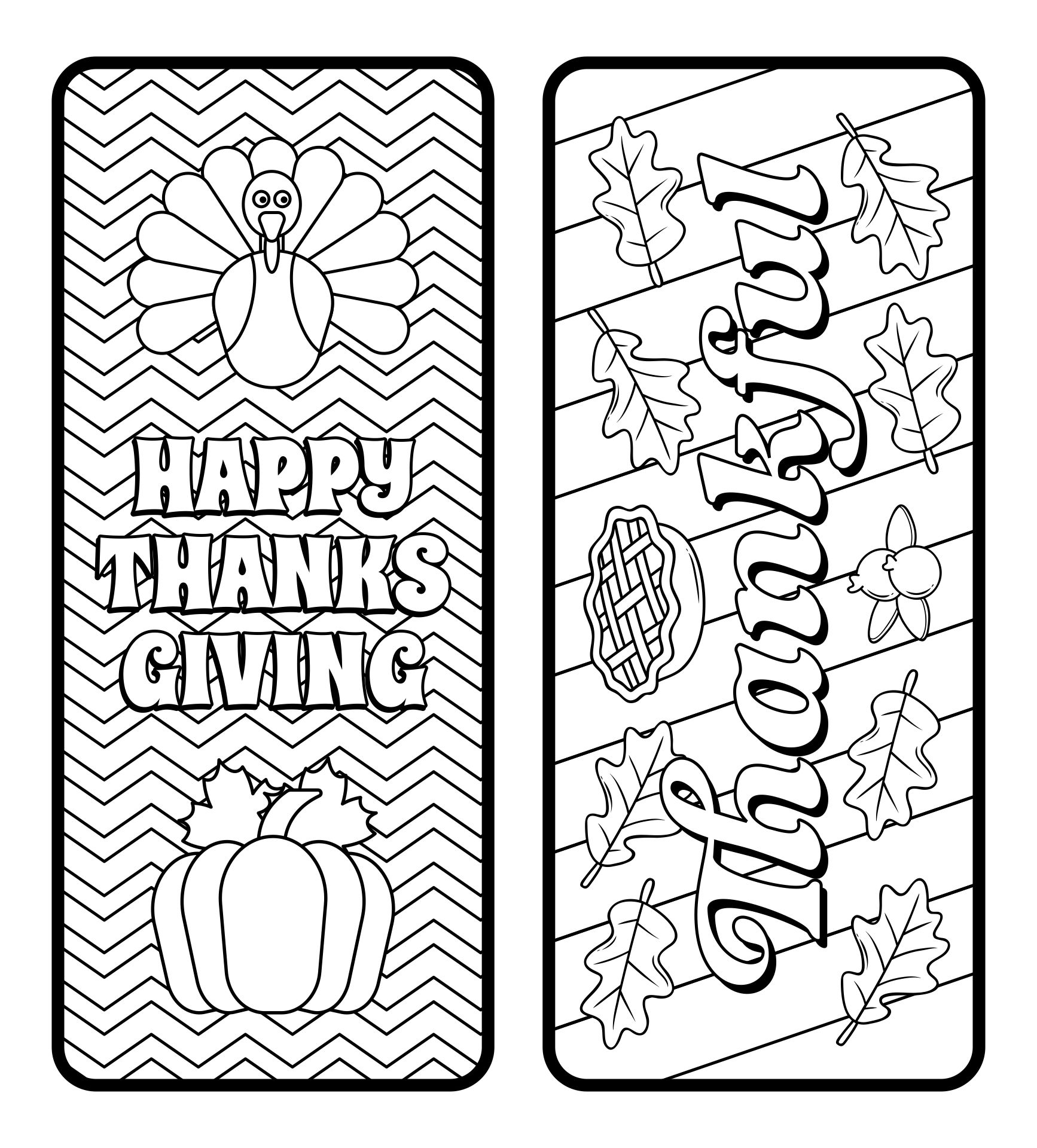 4 Best Printable Bookmarks Black And White Thanksgiving Printablee