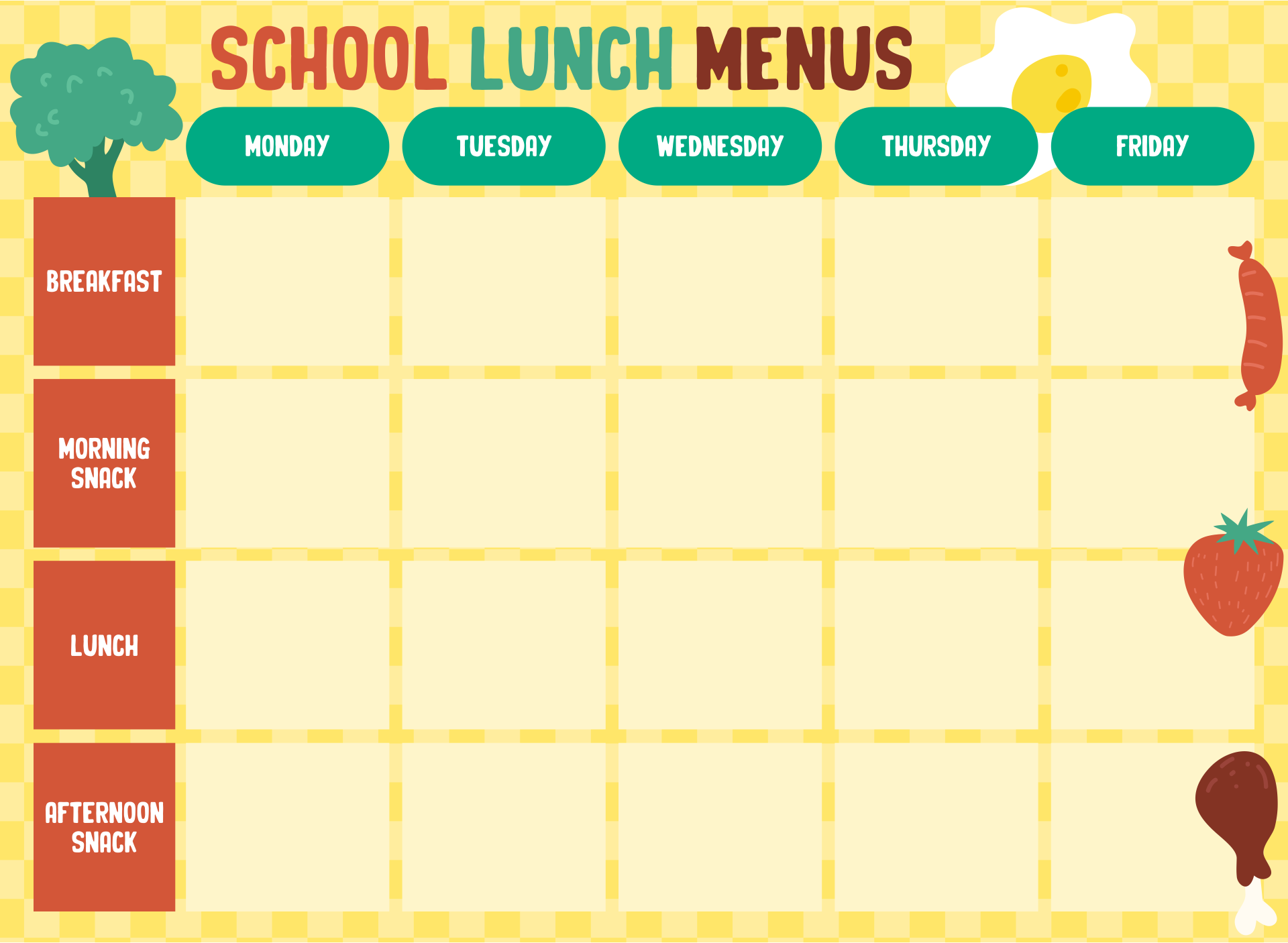 7 Best Printable Blank Lunch Menus Printablee