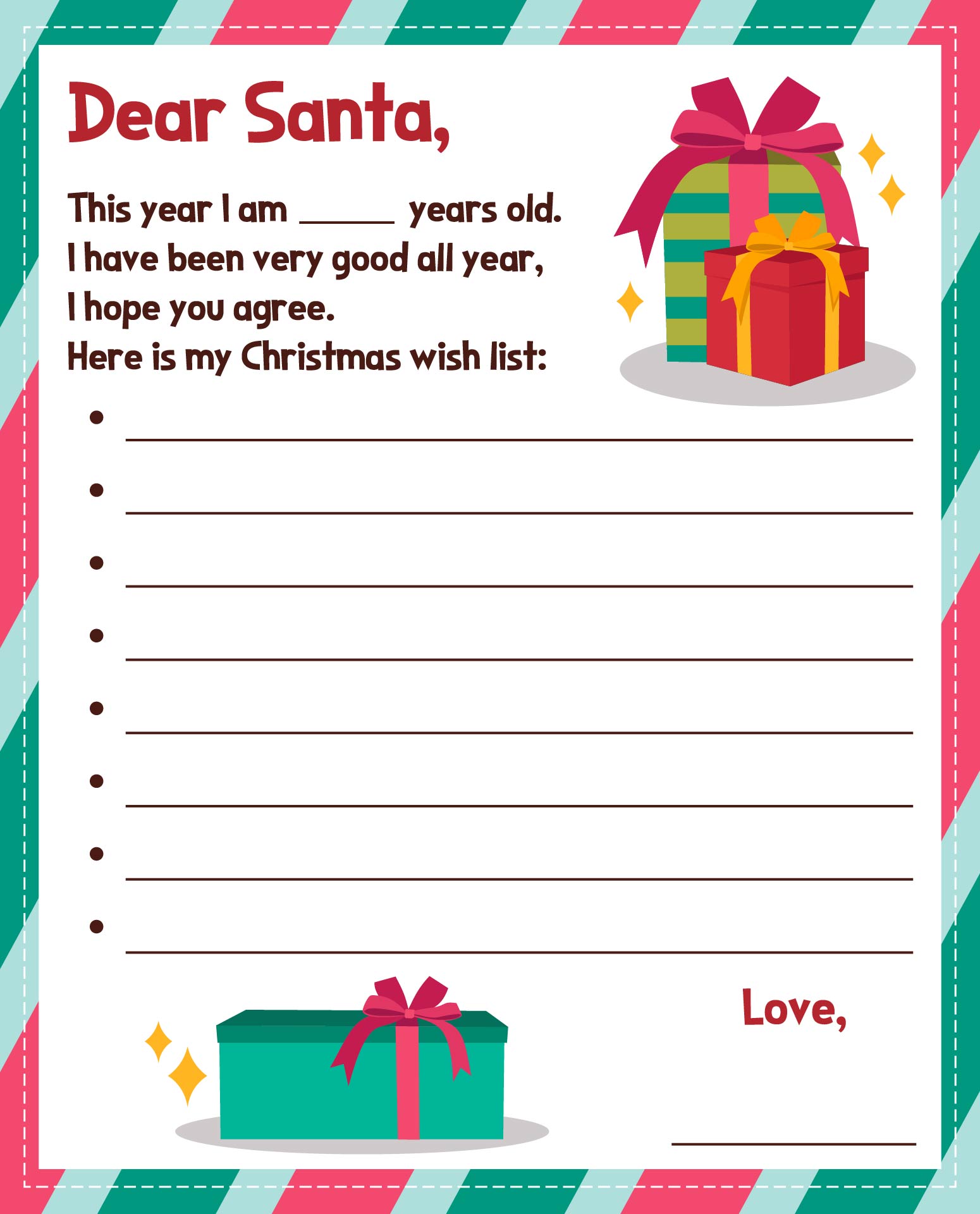 Christmas List For Santa 8 Free PDF Printables Printablee