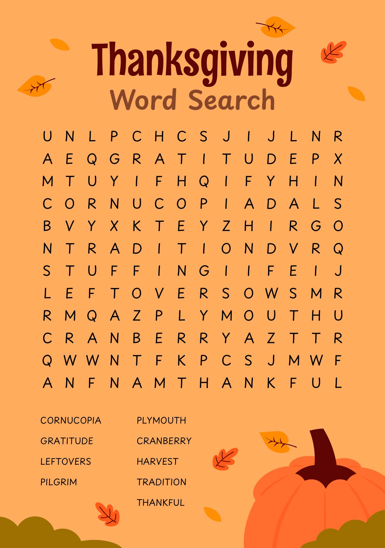10 Best Printable Thanksgiving Word Search Challenging Printablee