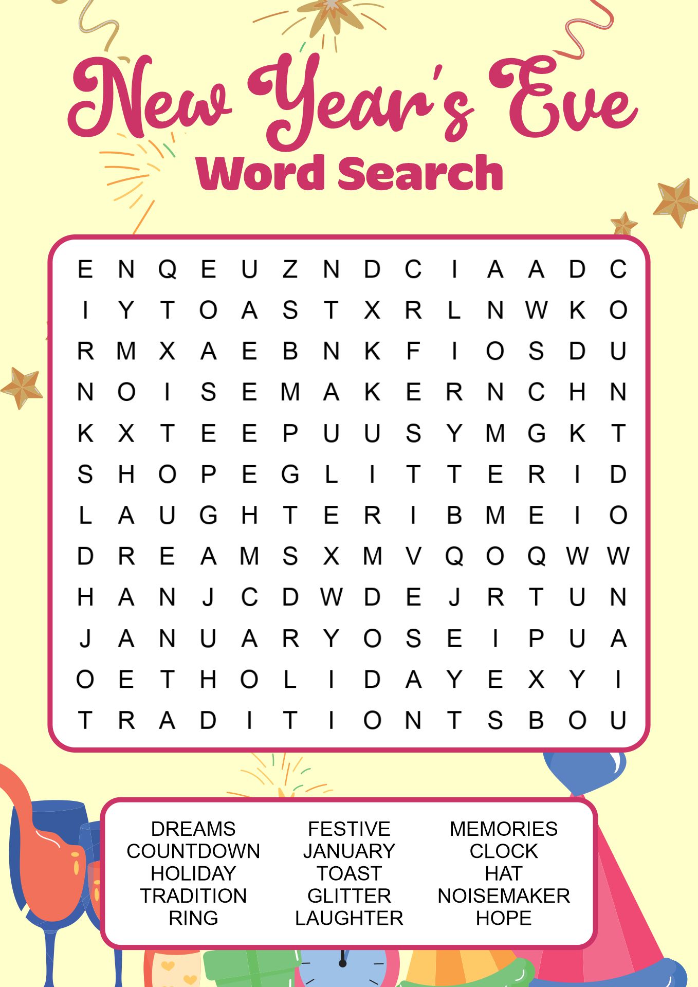 10 Best Free New Year's Printable Word Search Games - printablee.com