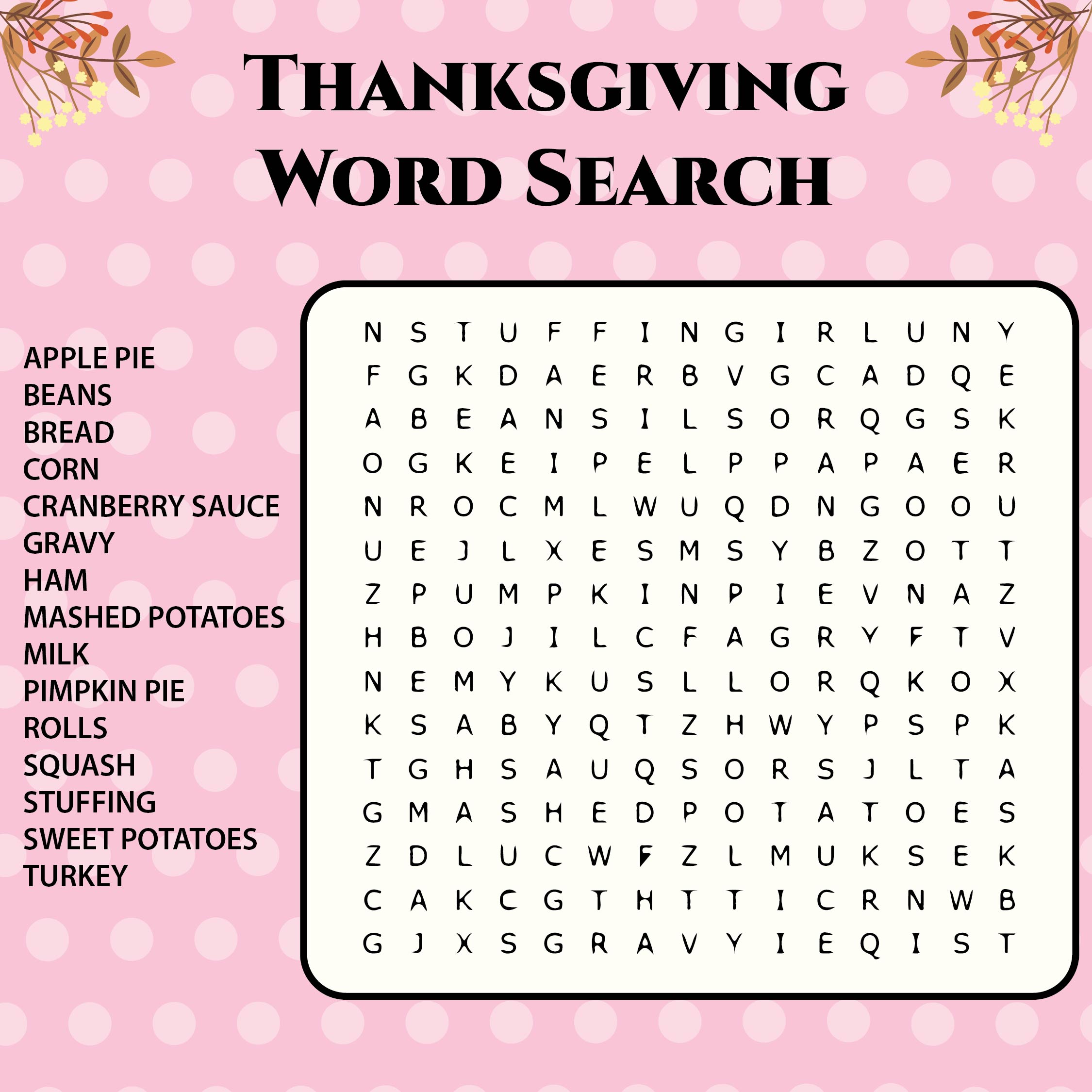 Thanksgiving Word Search Free Printable Thanksgiving Word Search Free Printable