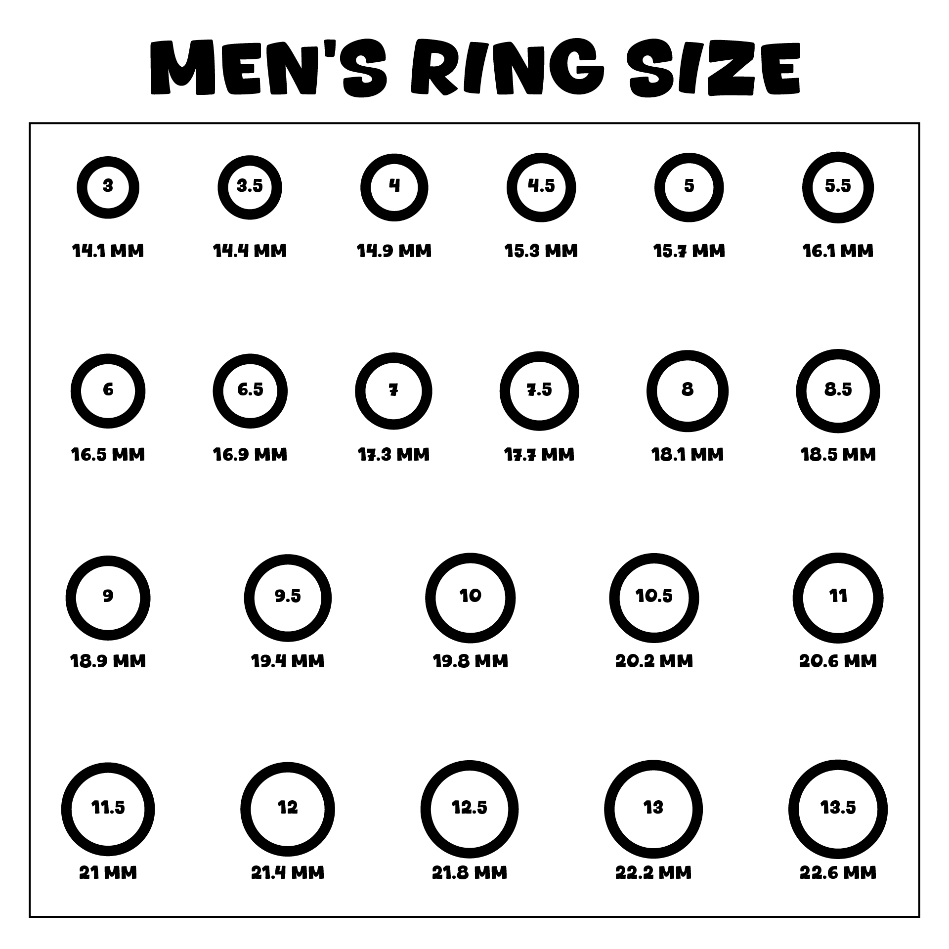 UK US EU Ring Size Chart Downloadable Ring Size Chart Digital Download 