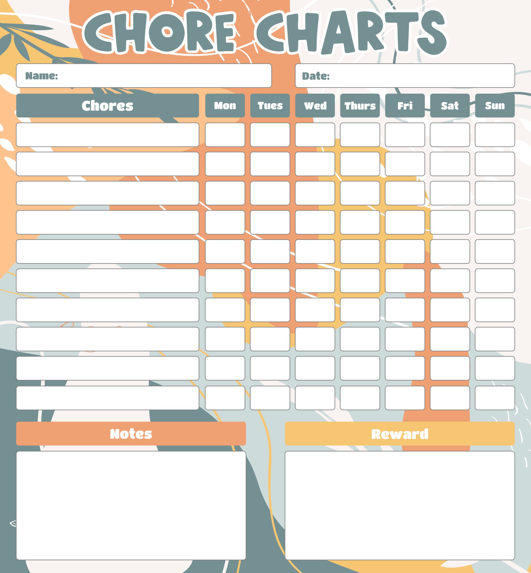 7 Best Blank Printable Chore Charts PDF For Free At Printablee