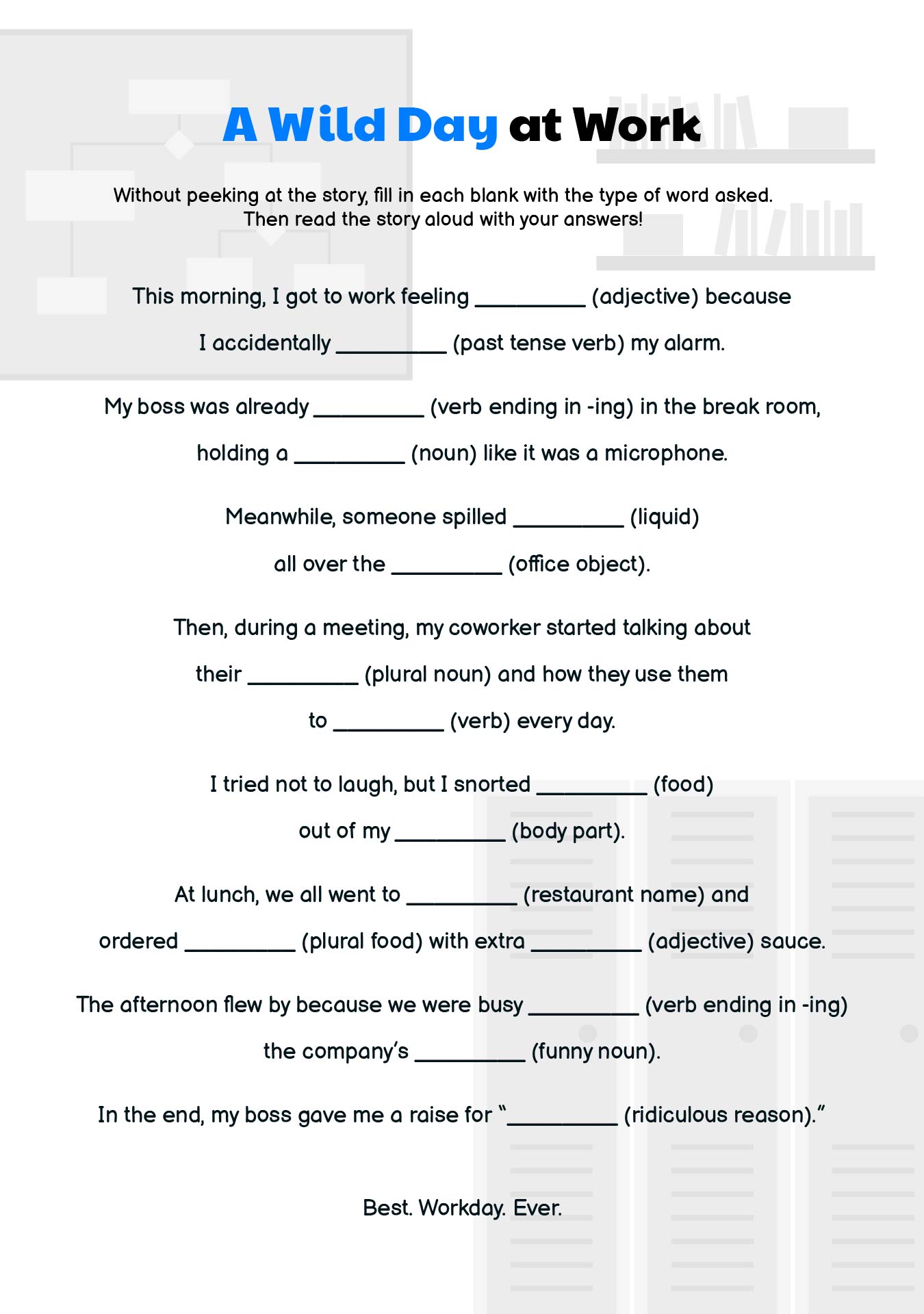 10 Best Office Mad Libs Printable Printablee
