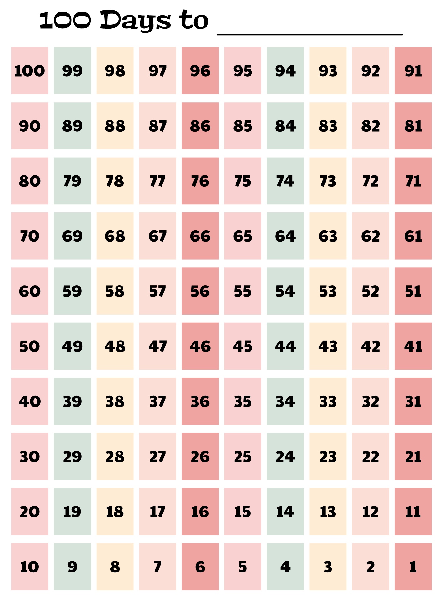 30 Day Countdown Chart