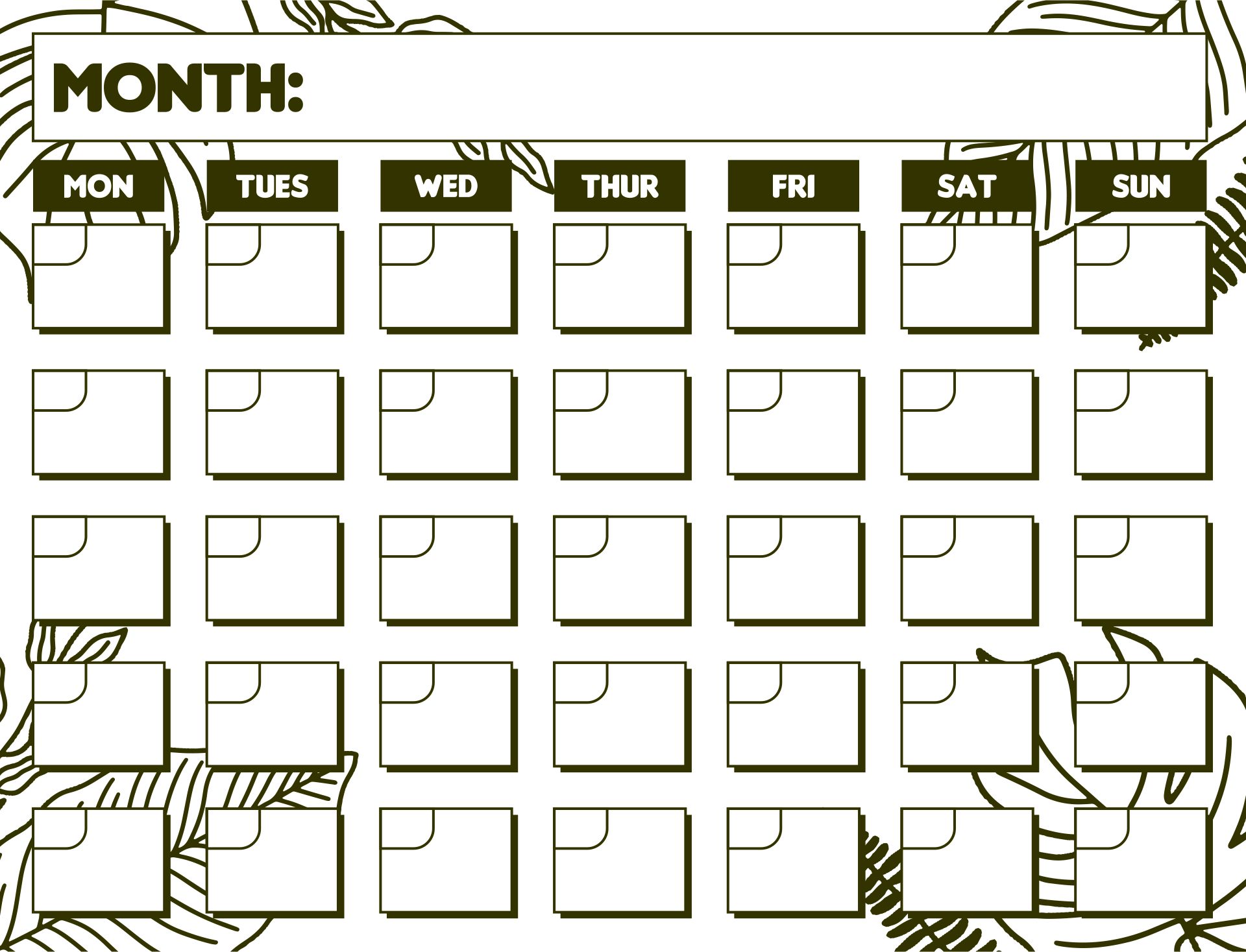 10 Best Free Printable Monthly Calendar Printablee