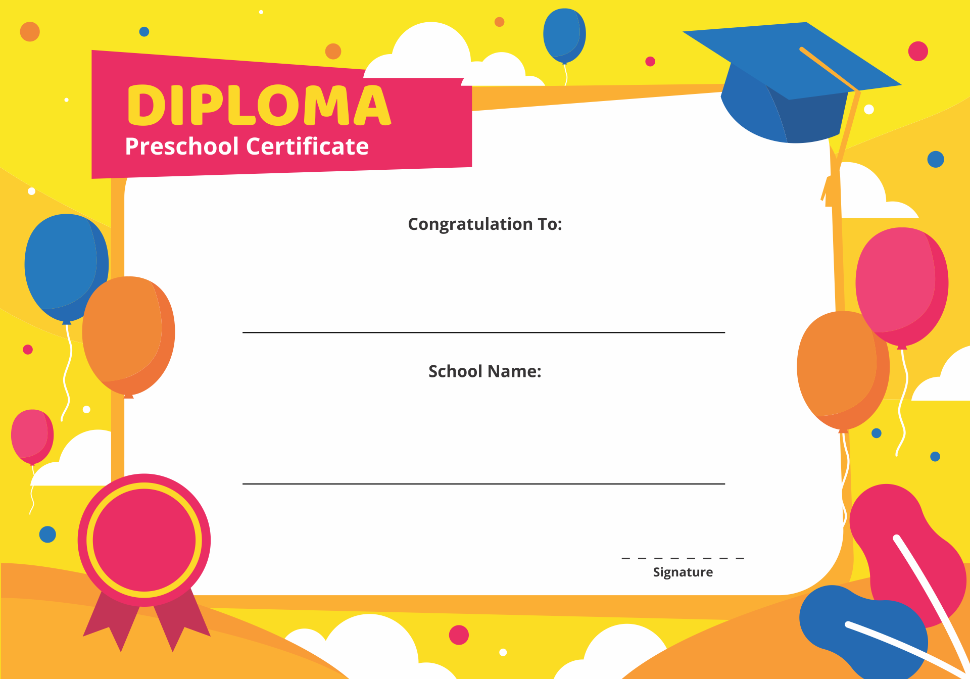 Preschool Graduation Certificate Templates Free Download Free 