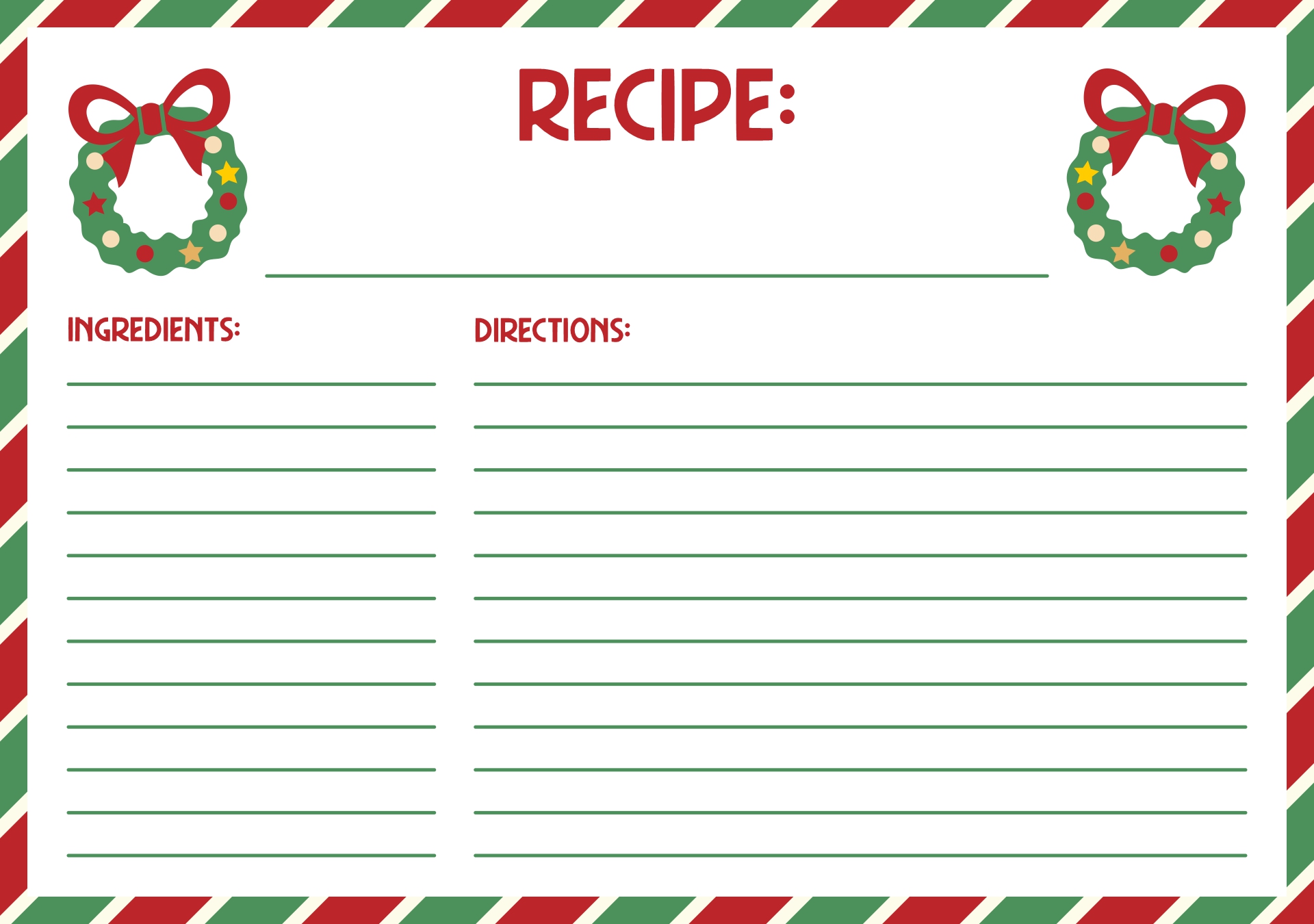 Free Downloadable Christmas Recipe Card Template For Word Francefalas