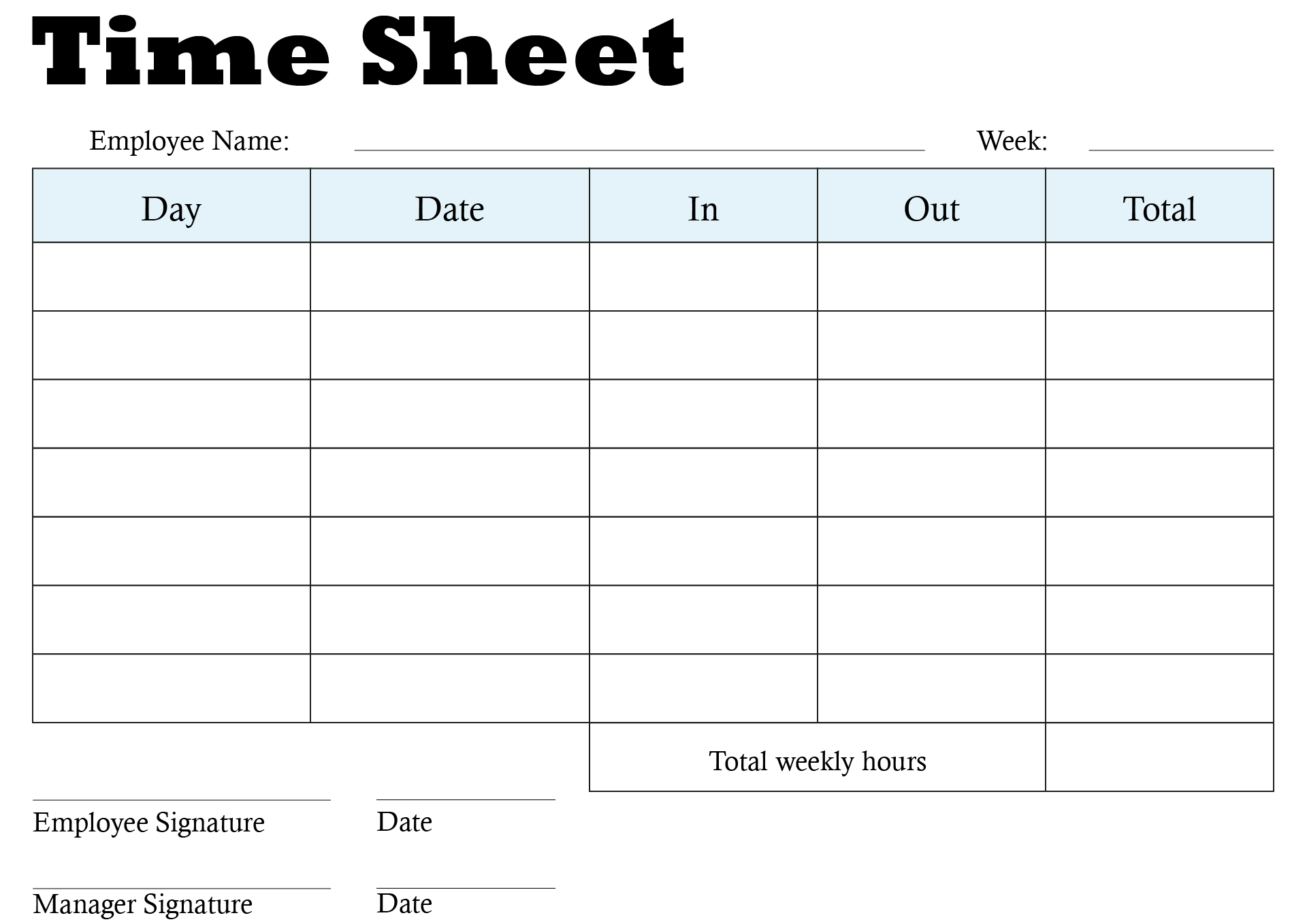 Timesheet Template Sheets