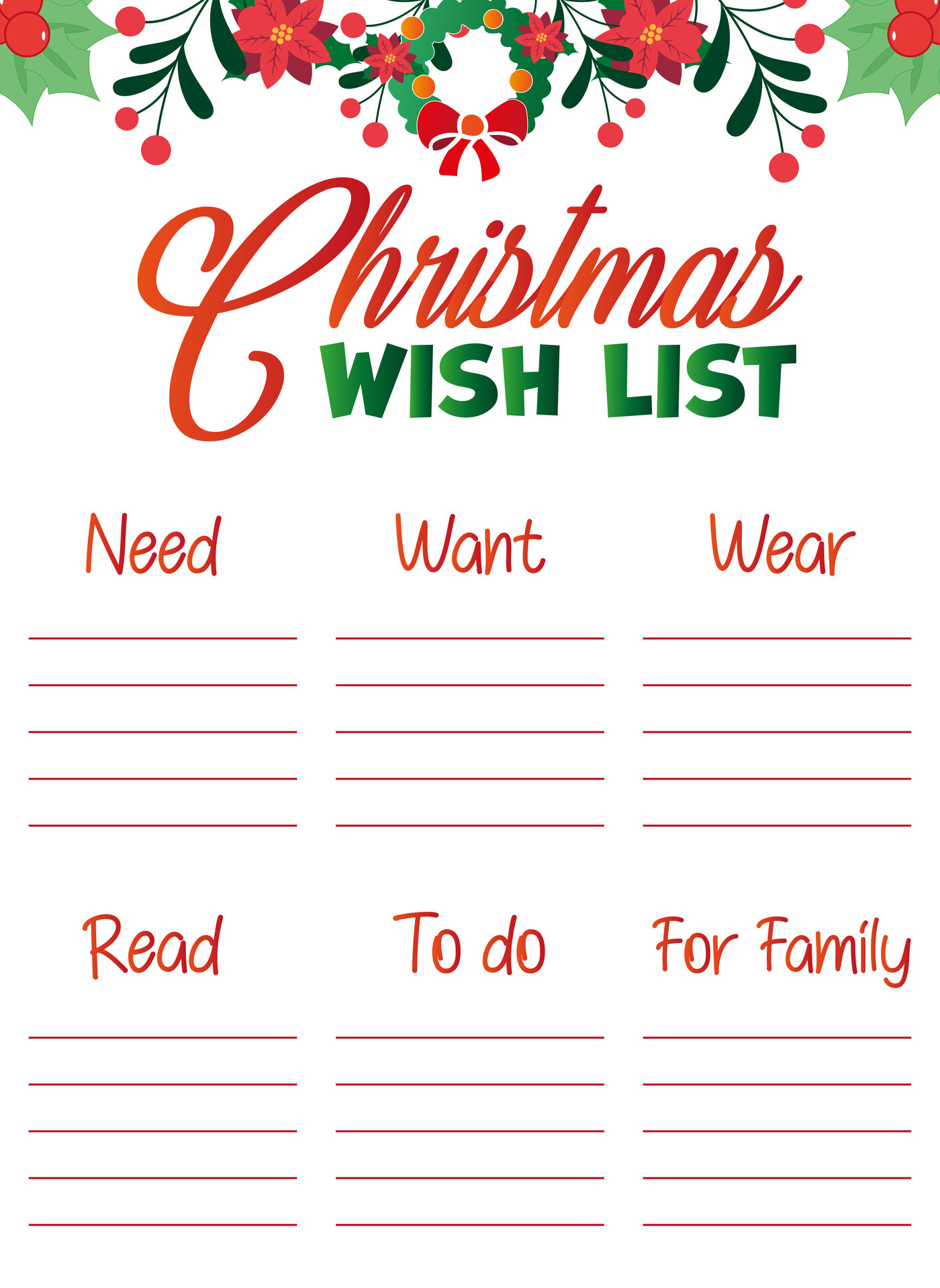 6 Best Kids Christmas Wish List Printable Printablee