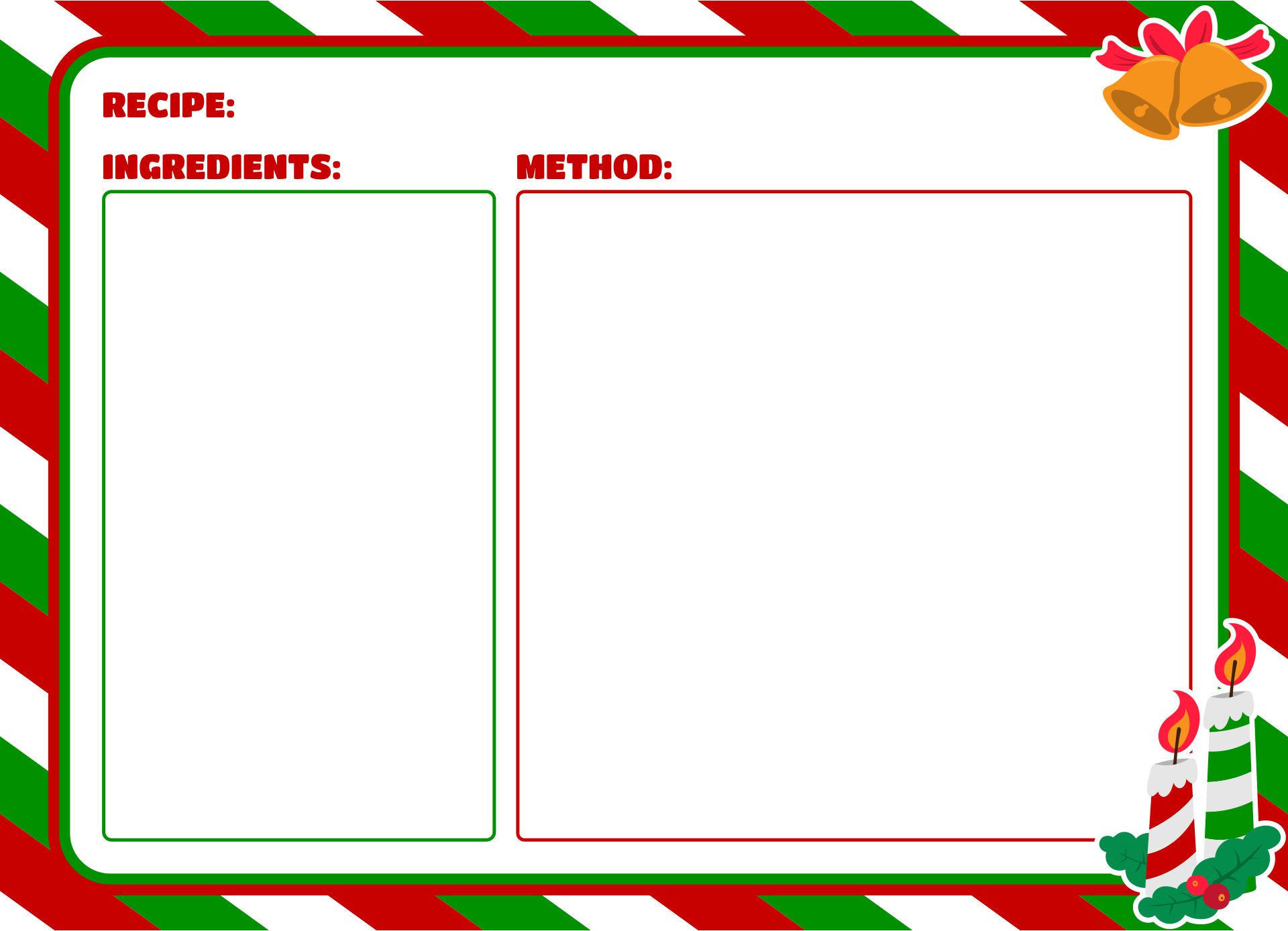 Free Printable Christmas Recipe Card Template FREE PRINTABLE TEMPLATES
