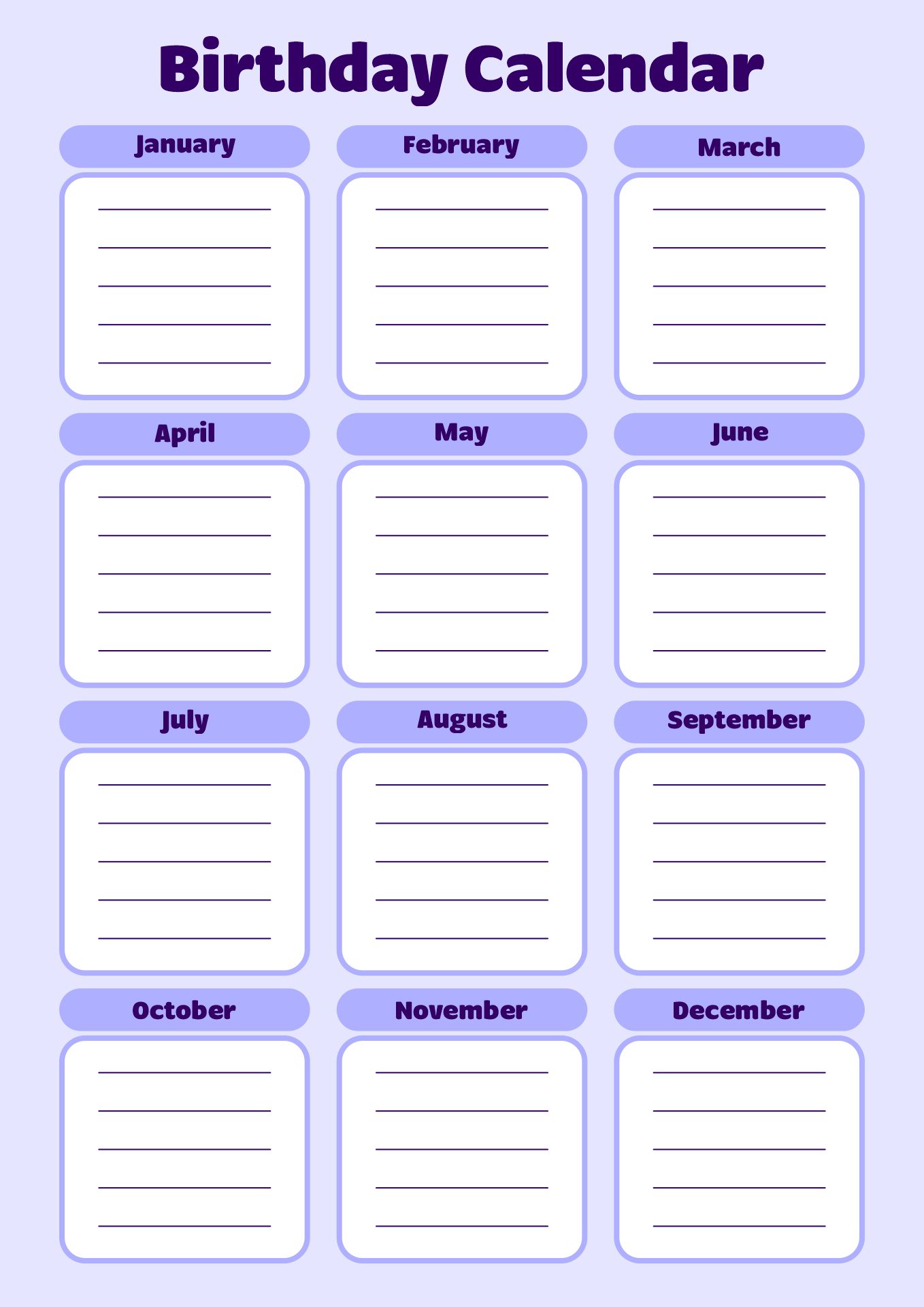 10 Best Office Birthday List Printable Printablee